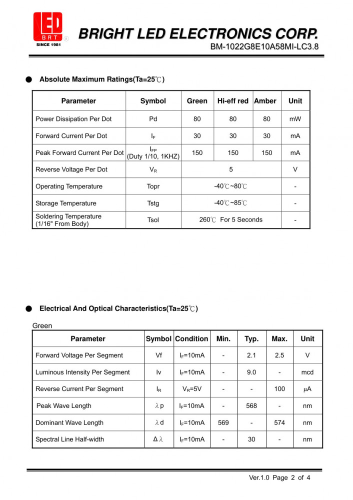 BM-1022G8E10A58MI-LC3.8 datasheet page 2