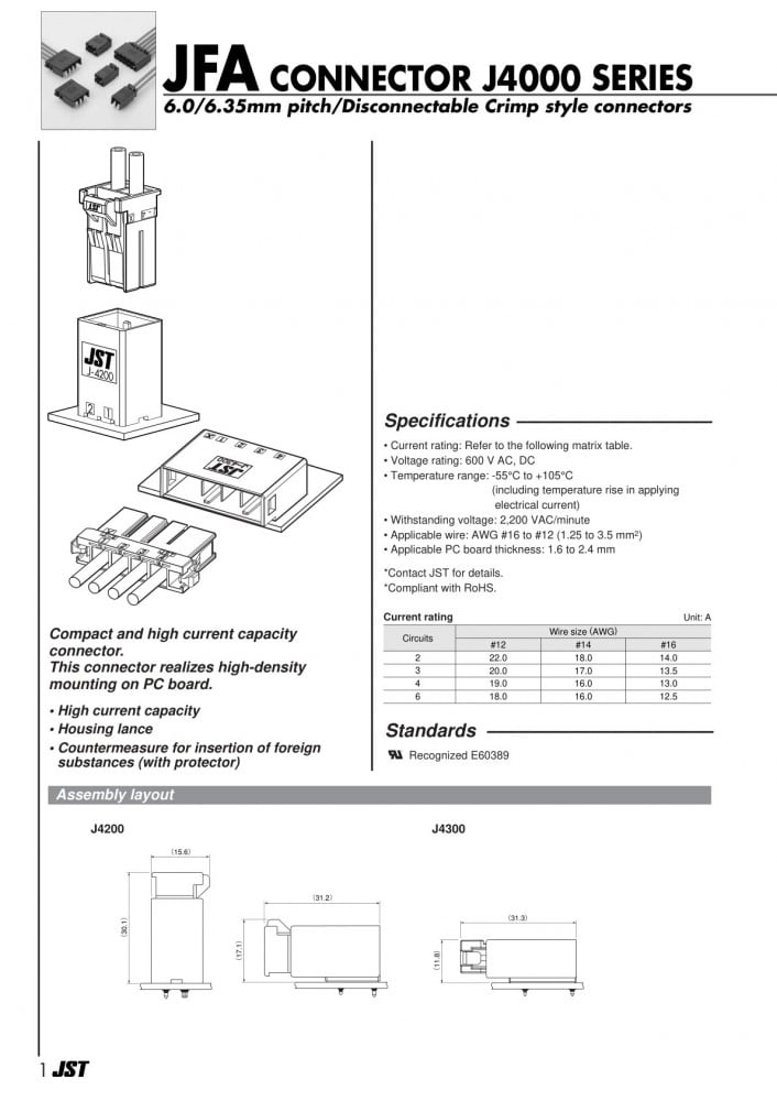 JST J4000 series document page 1