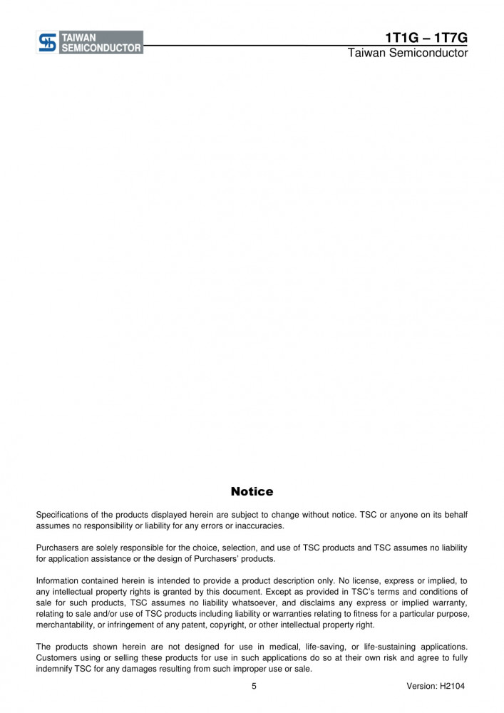 Taiwan Semiconductor 1T5G datasheet page 5