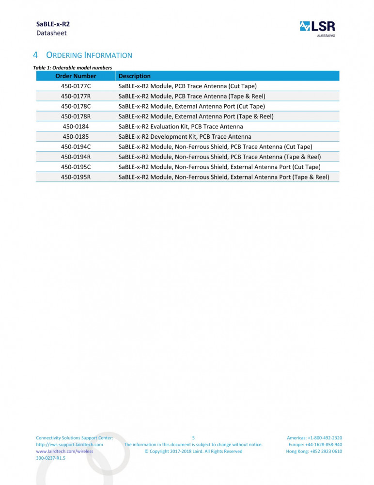 SaBLE-x-R2 datasheet page 5