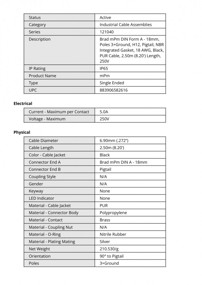 Molex series 121040 product drawing, page 2