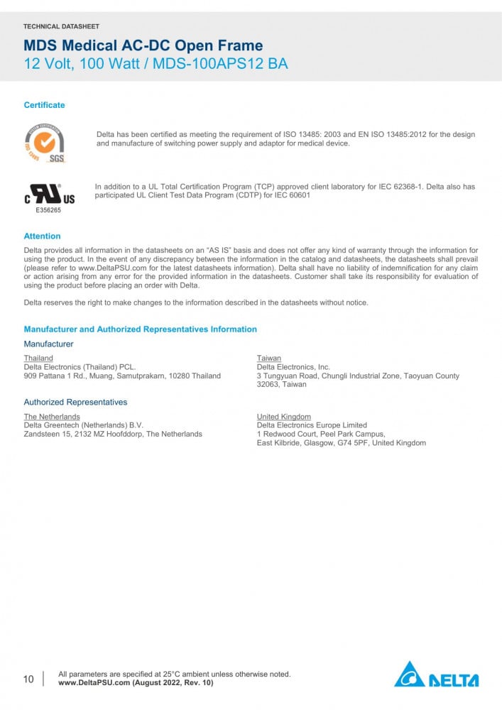 MDS-100APS12 BA datasheet page 10
