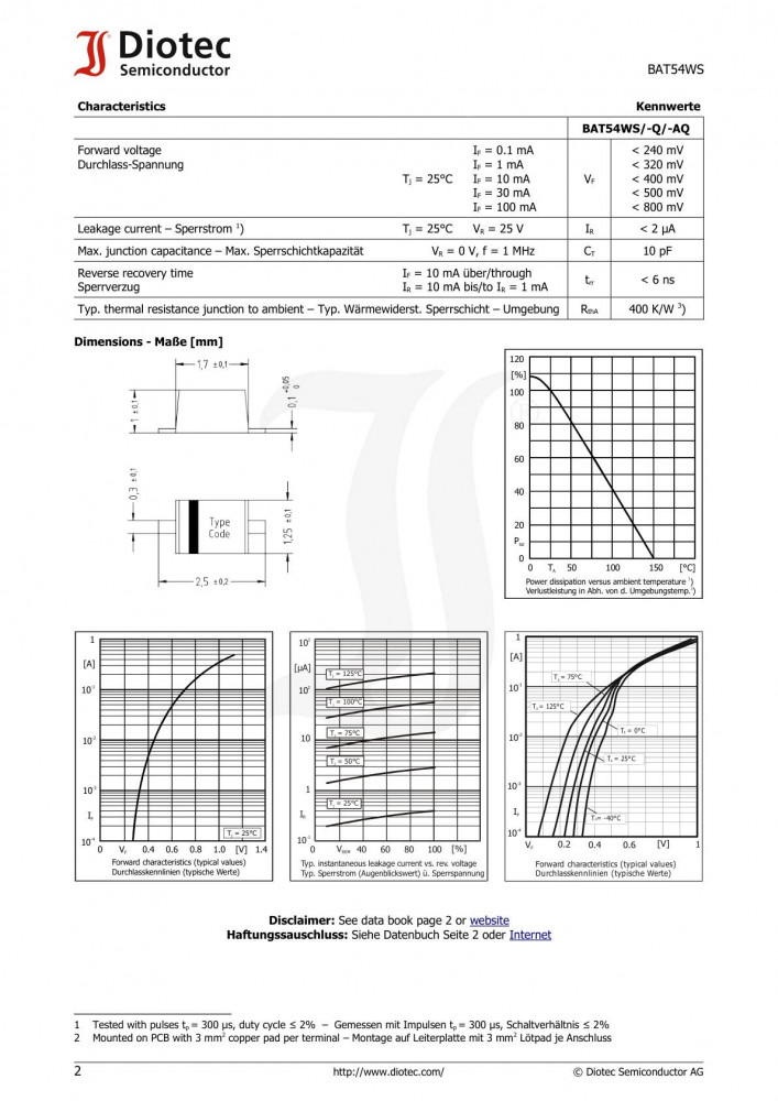 DIOTEC BAT54WS-AQ datasheet page 2