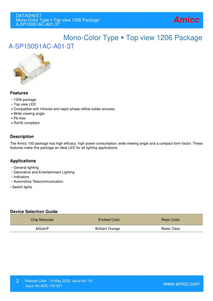A-SP150S1AC-A01-3T datasheet page 2