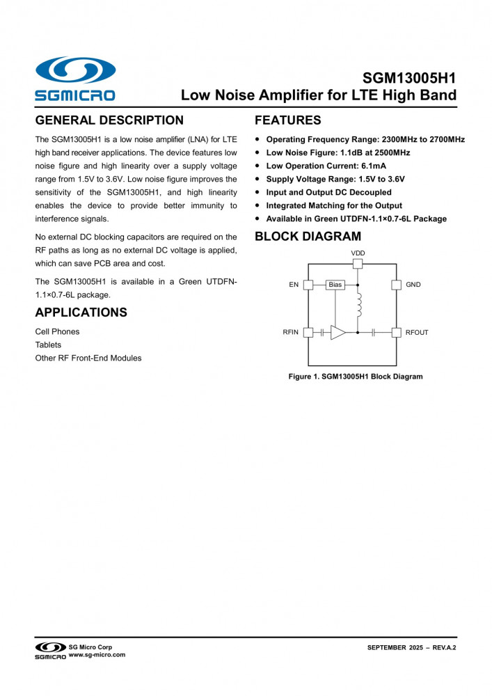 SGM13005H1 datasheet page 1