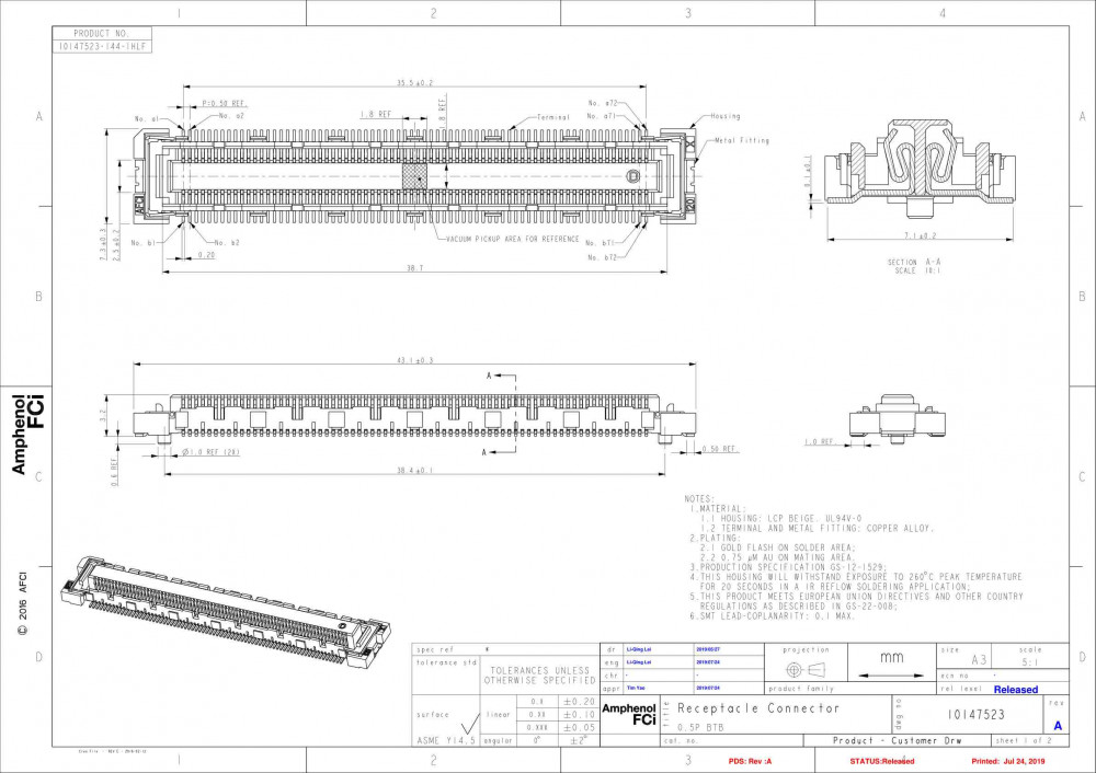 Amphenol 10147523 drawing page 1
