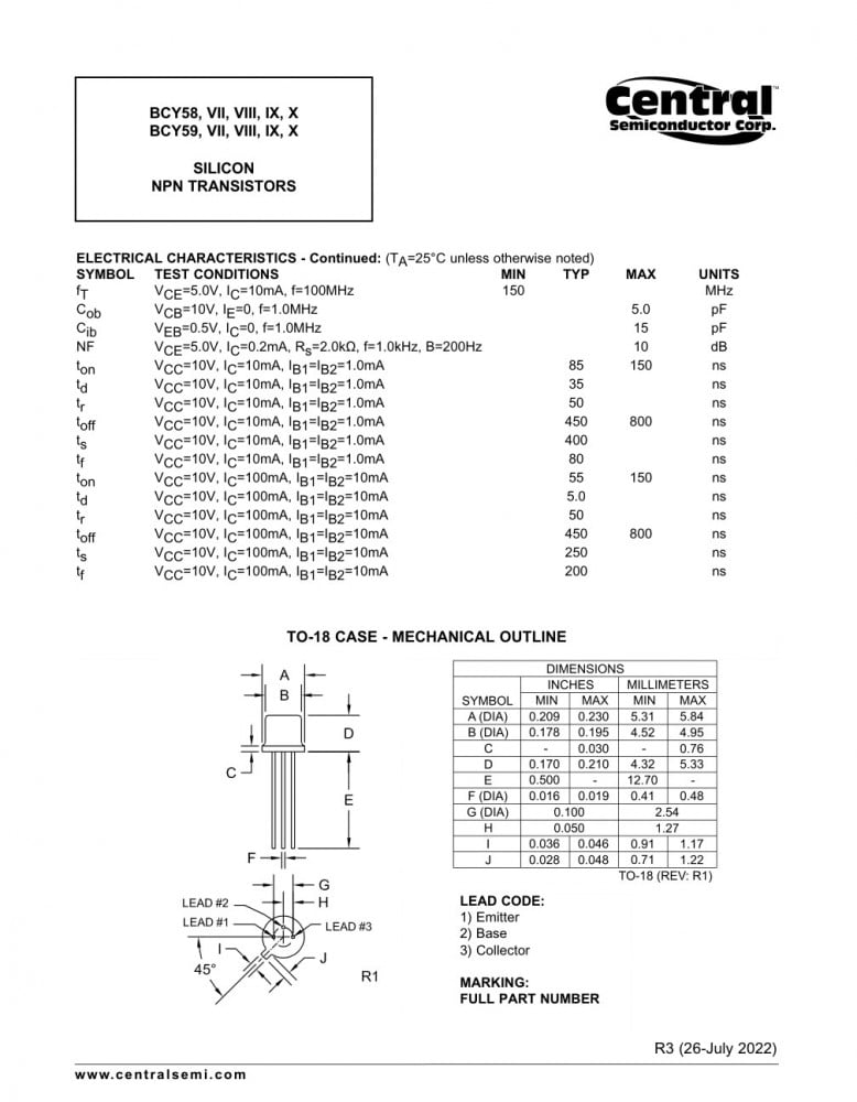 BCY59 series datasheet page 2