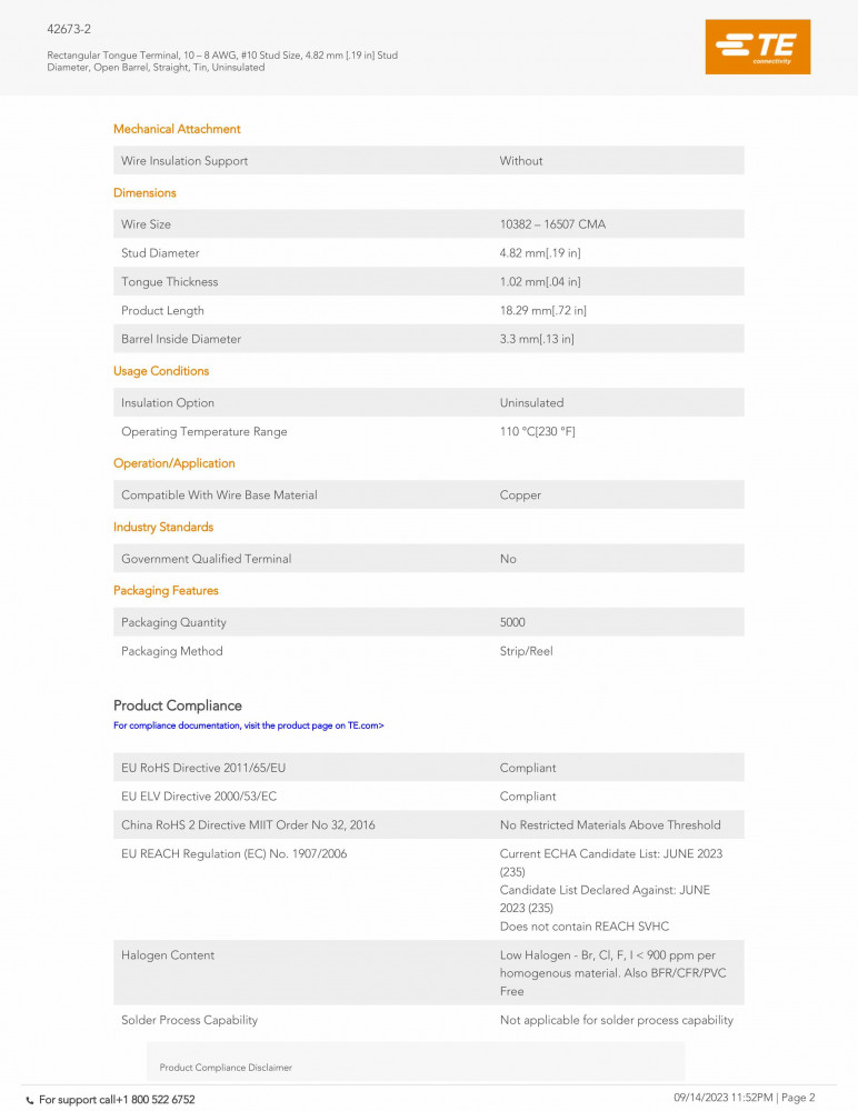 TE Connectivity 42673-2 document page 2