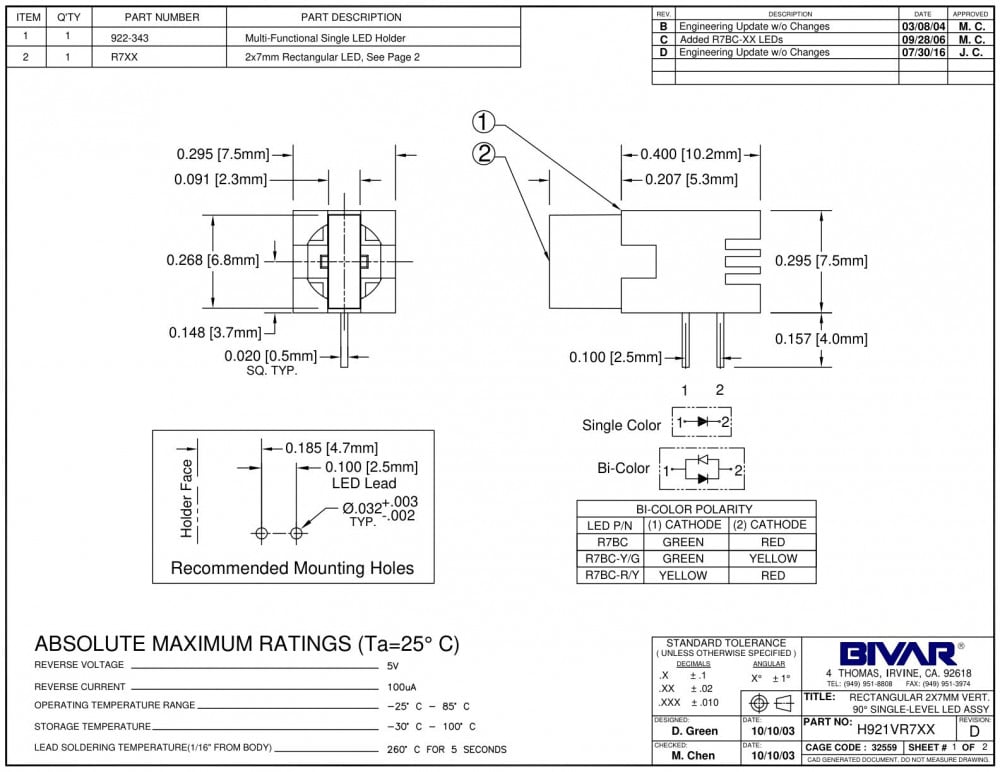 BIVAR H921VR7GD assembly drawing page 1