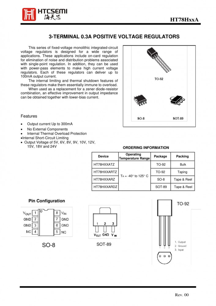 HT78H06 datasheet page 1