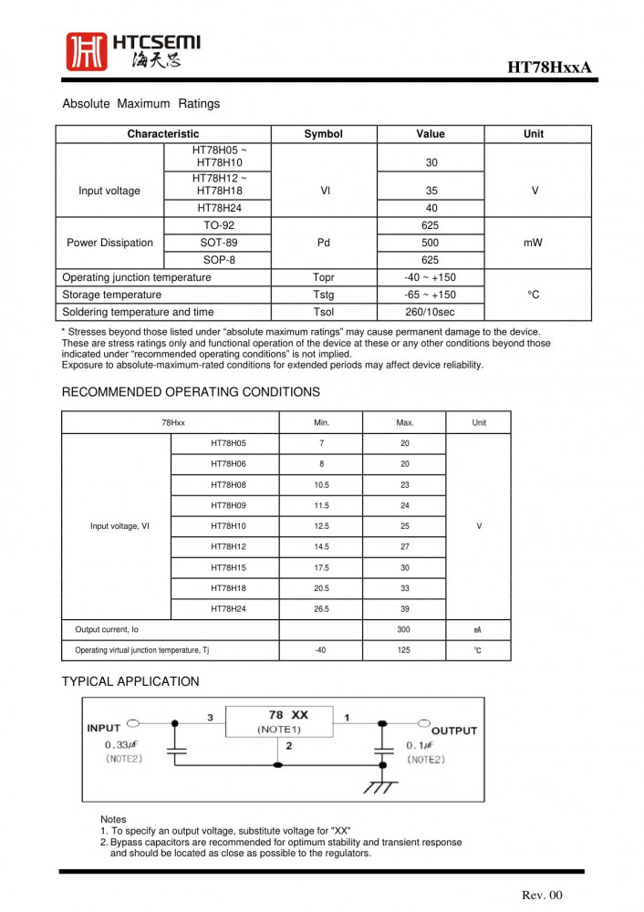 HT78H06 datasheet page 2