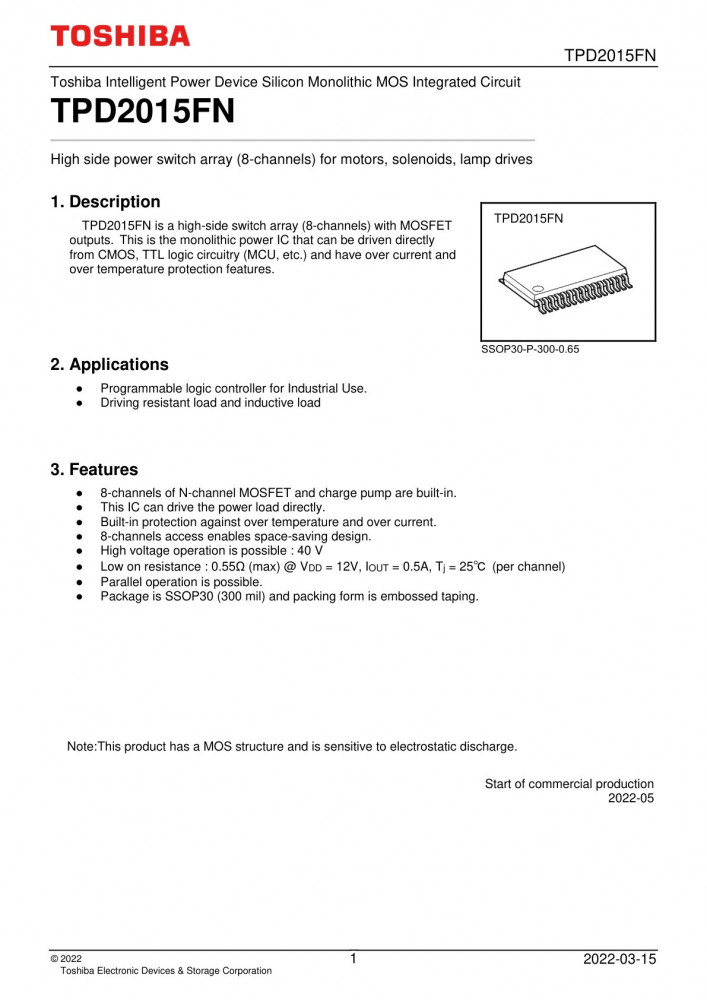 TPD2015FN datasheet page 1