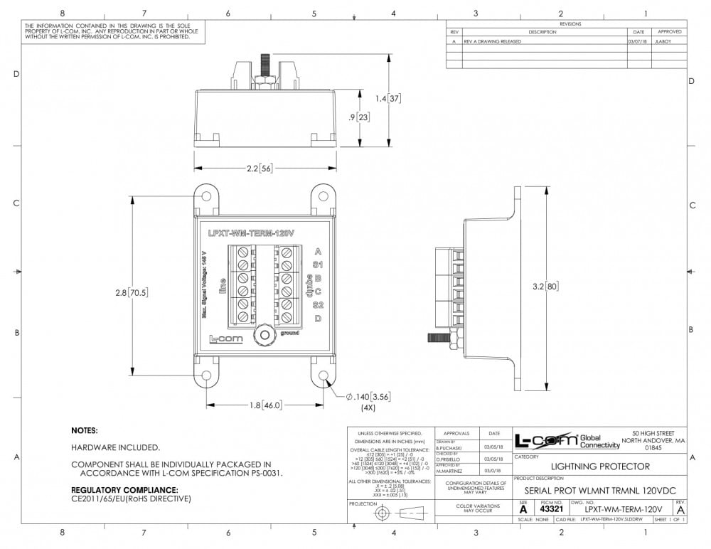 L-com LPXT-WM-TERM-120V official drawing