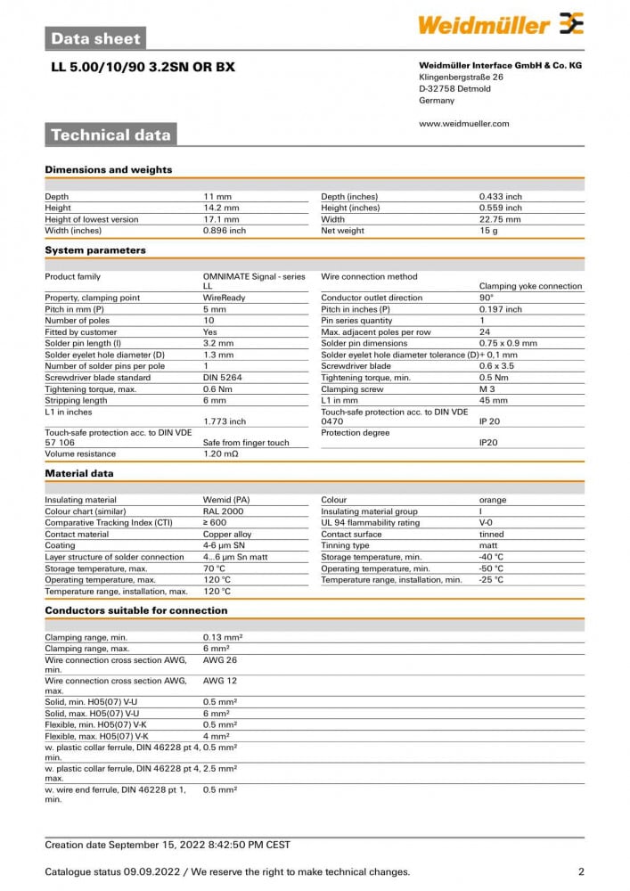 WEIDMULLER 1001780000 datasheet page 2