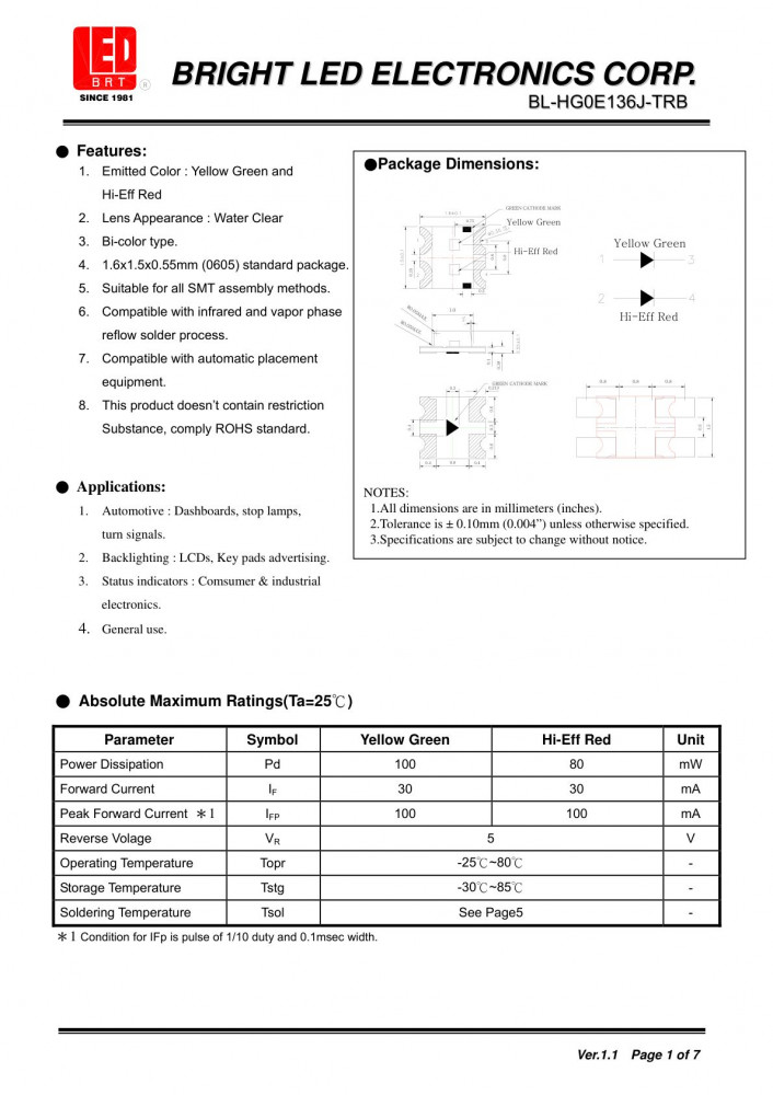 BL-HG0E136J-TRB datasheet page 1