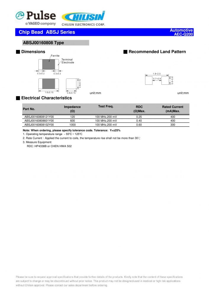 Chilisin ferrite bead datasheet page 4