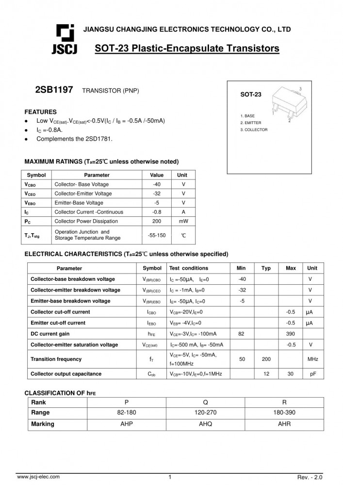 2SB1197 datasheet page 1