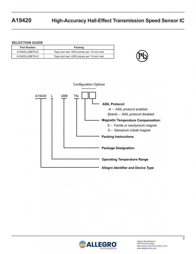A19420 datasheet page 2