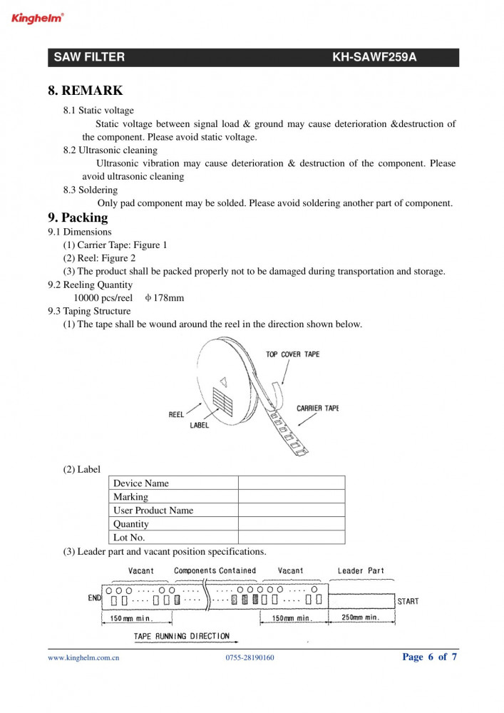 KH-SAWF259A datasheet page 6