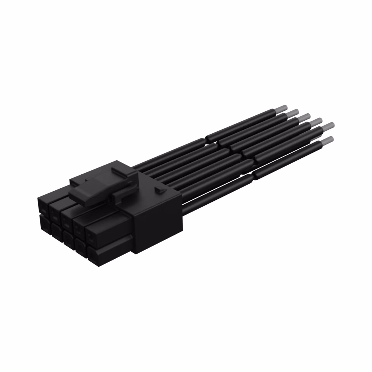 Mini-Fit Max-to-Pigtail Off-the-Shelf (OTS) Cable Assembly, Dual Row, Matte Tin (Sn) Plating, 10 Circuits, 300.00mm Length, Black for sale