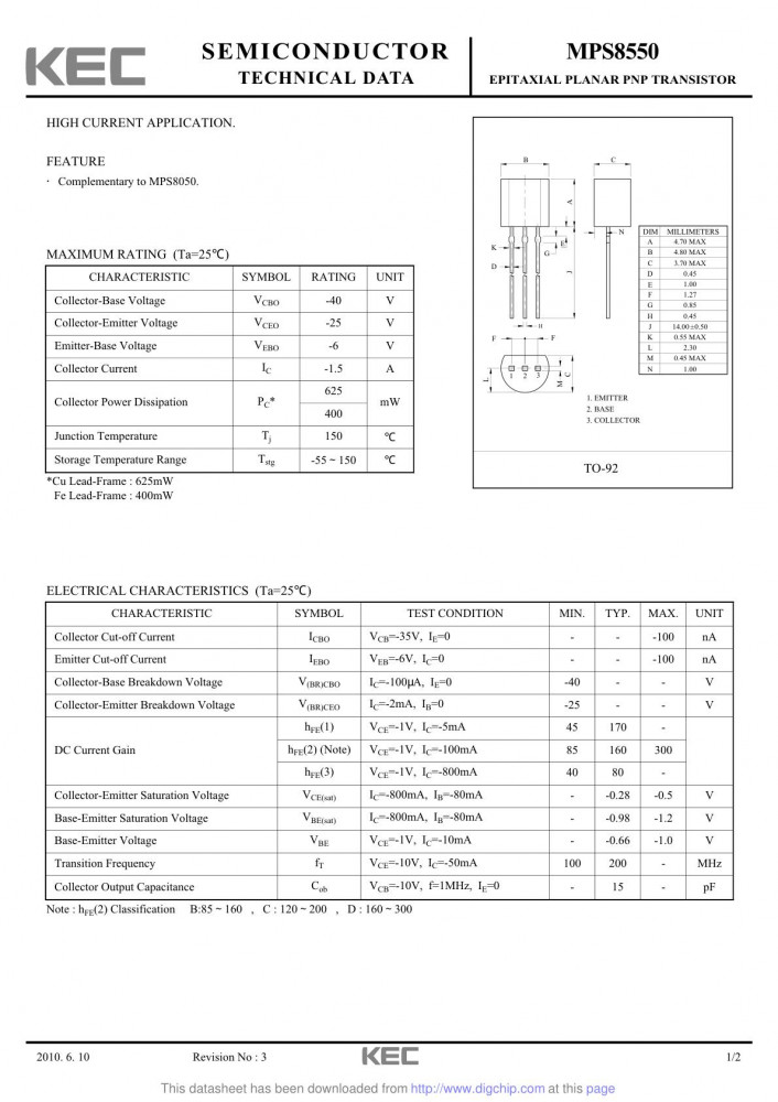 MPS8550-D-AT/P datasheet page 1