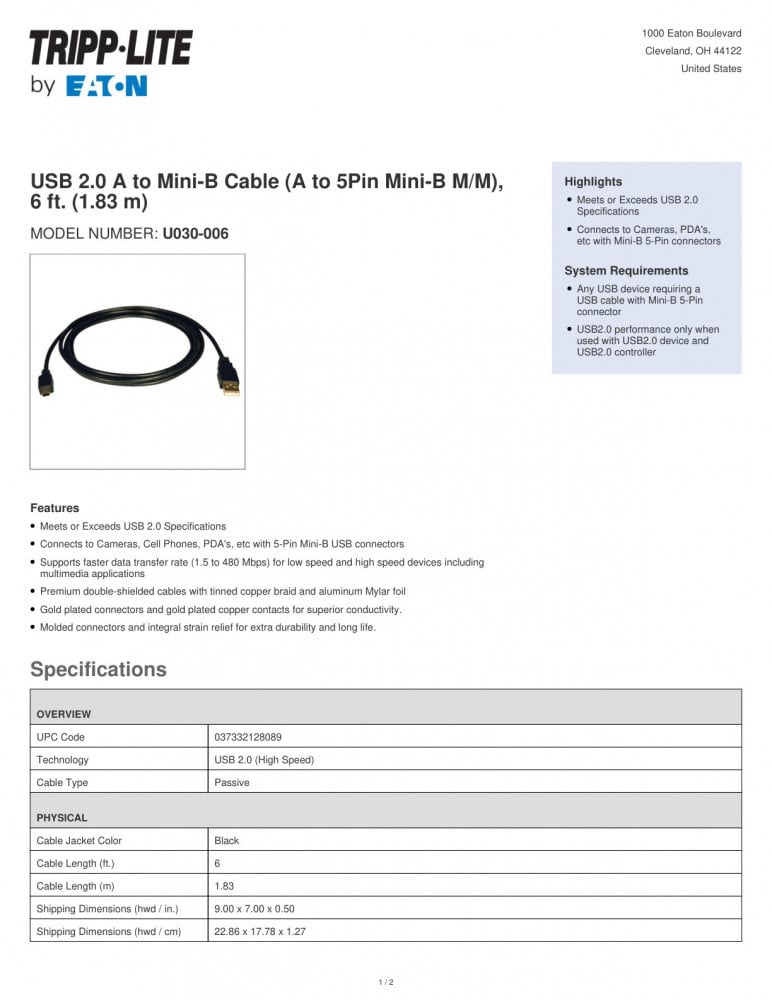 U030-006 technical document page 1