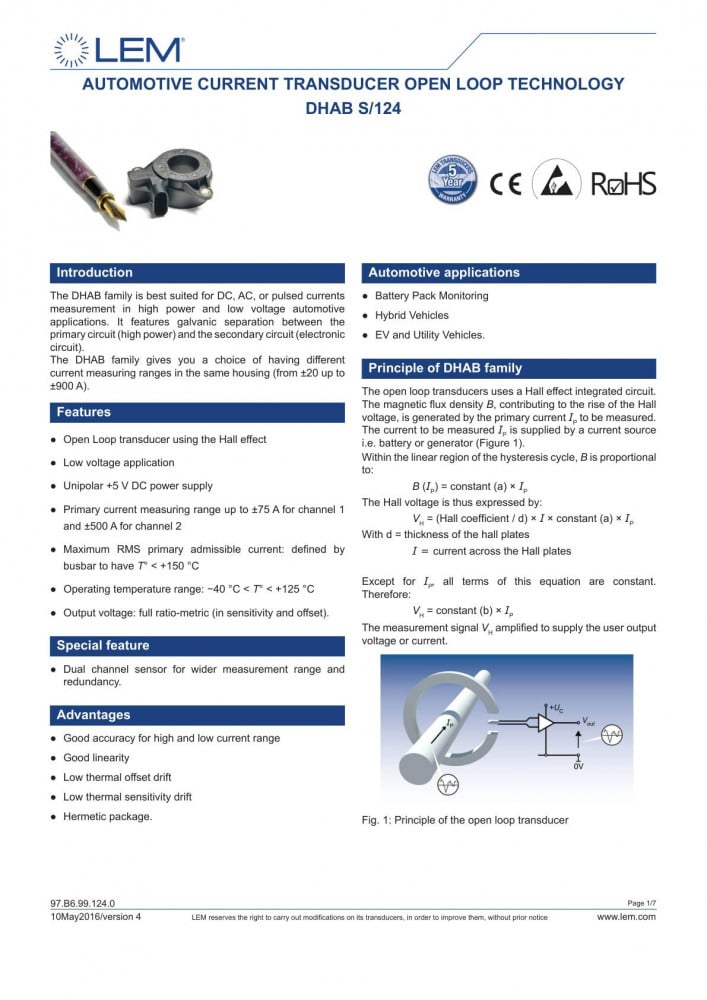 DHAB S/124 datasheet page 1