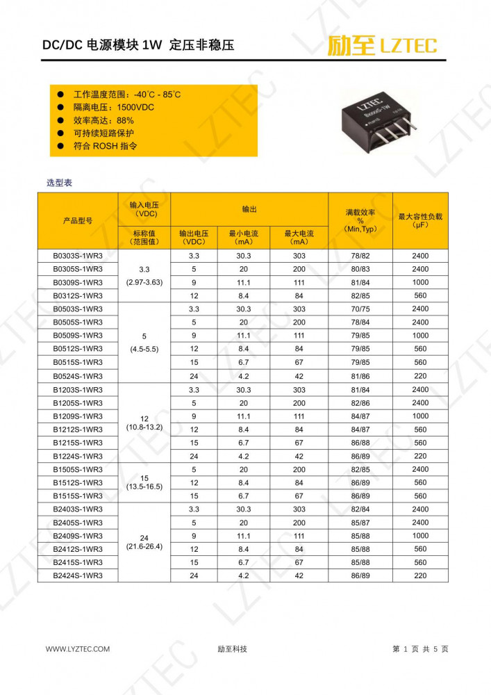 B1515S-1WR3 technical document page 1