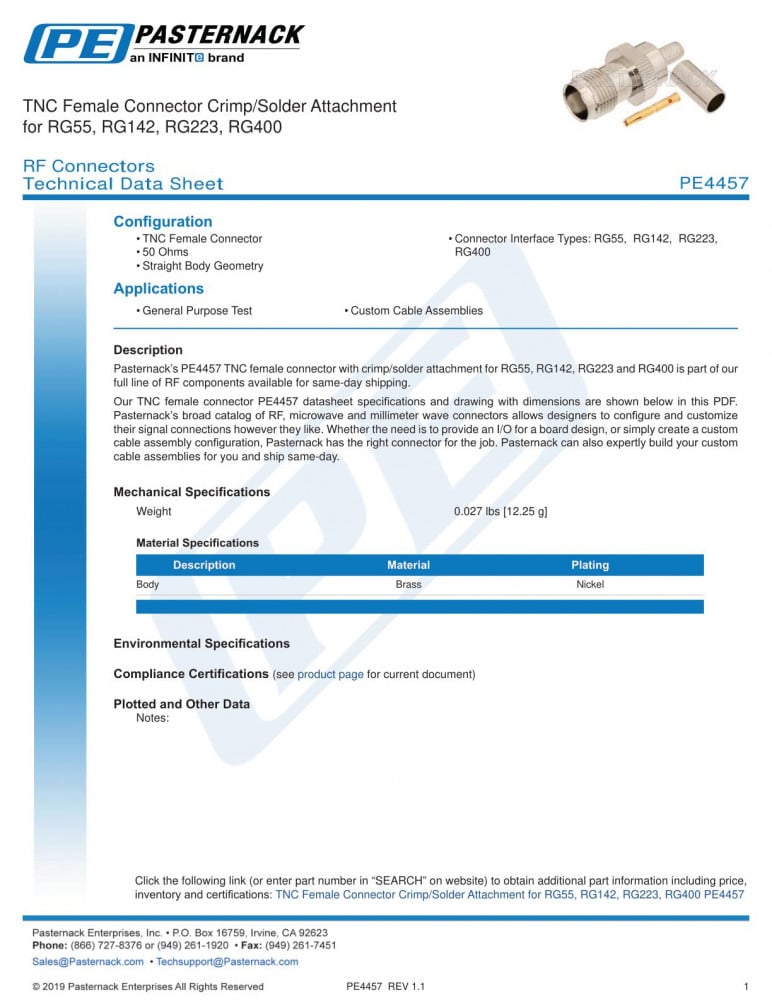 PE4457 technical datasheet page 1