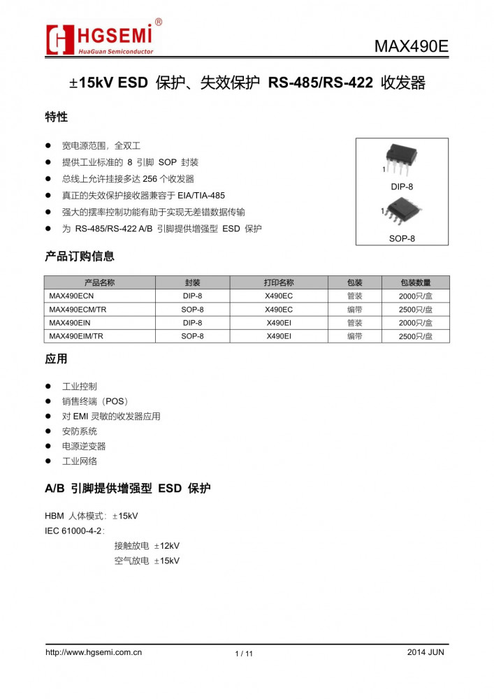 MAX490E datasheet page 1