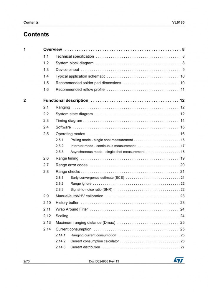 VL6180V1NR/1 datasheet page 2