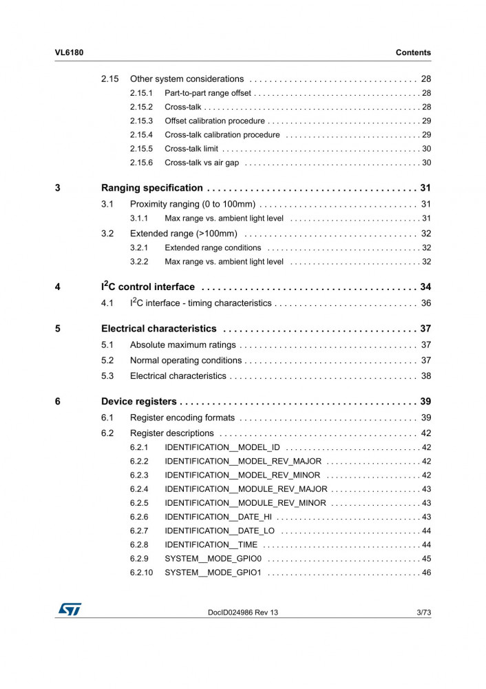 VL6180V1NR/1 datasheet page 3