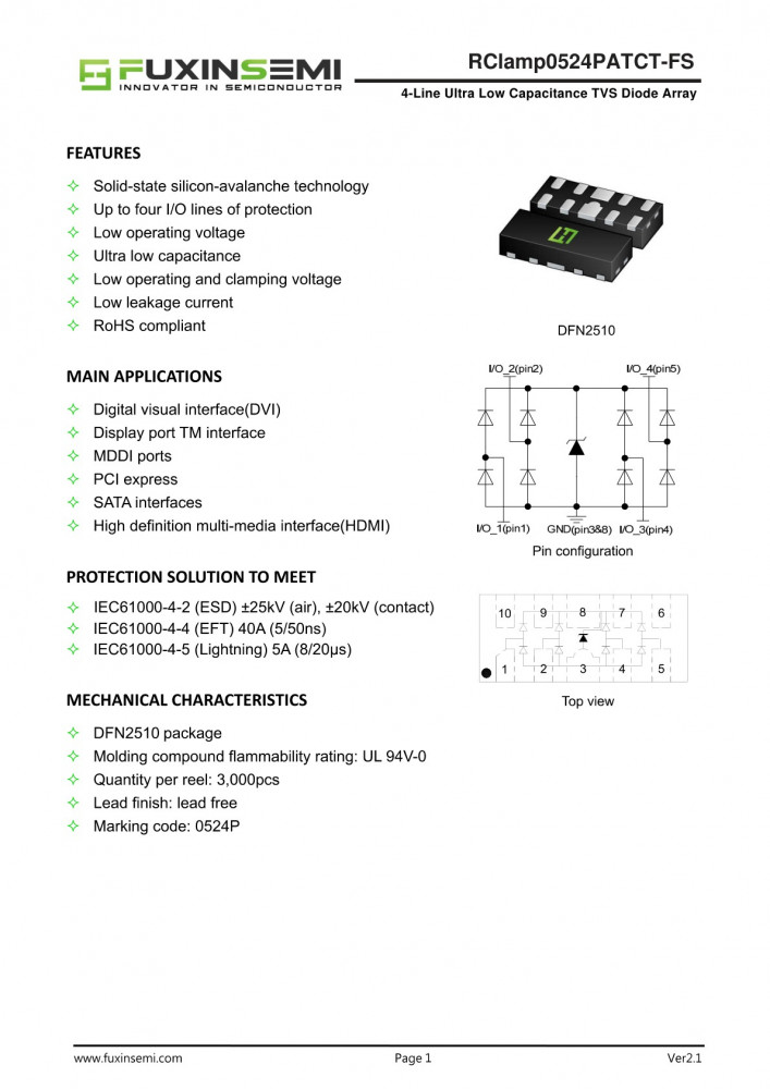 RClamp0524PATCT-FS datasheet page 1