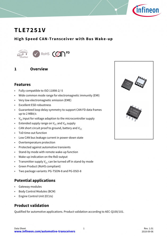 TLE7251V datasheet page 1