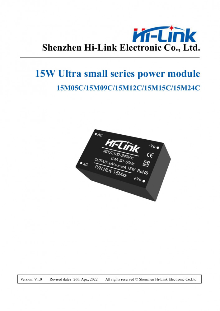 HLK-15M12C datasheet page 1