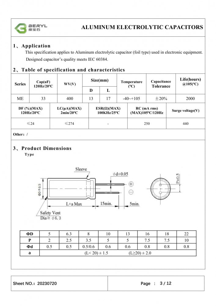 ME400M330LO13*17TA-1B3Et specification page 3