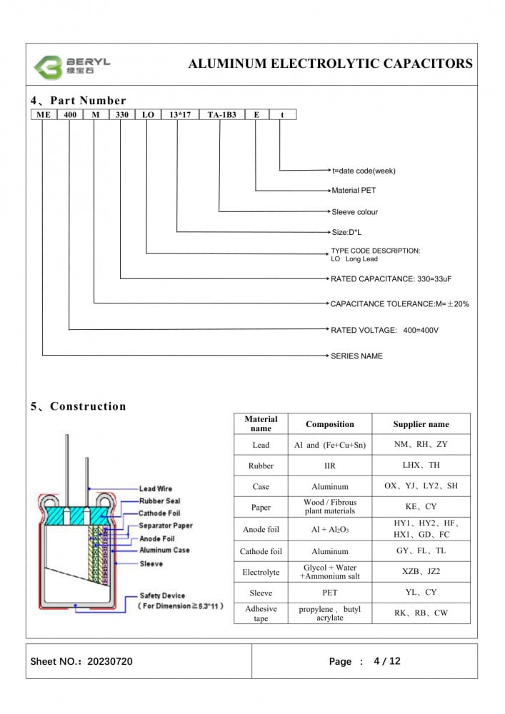 ME400M330LO13*17TA-1B3Et specification page 4
