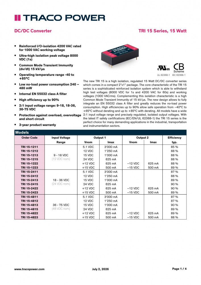 TRI 15 technical document page 1