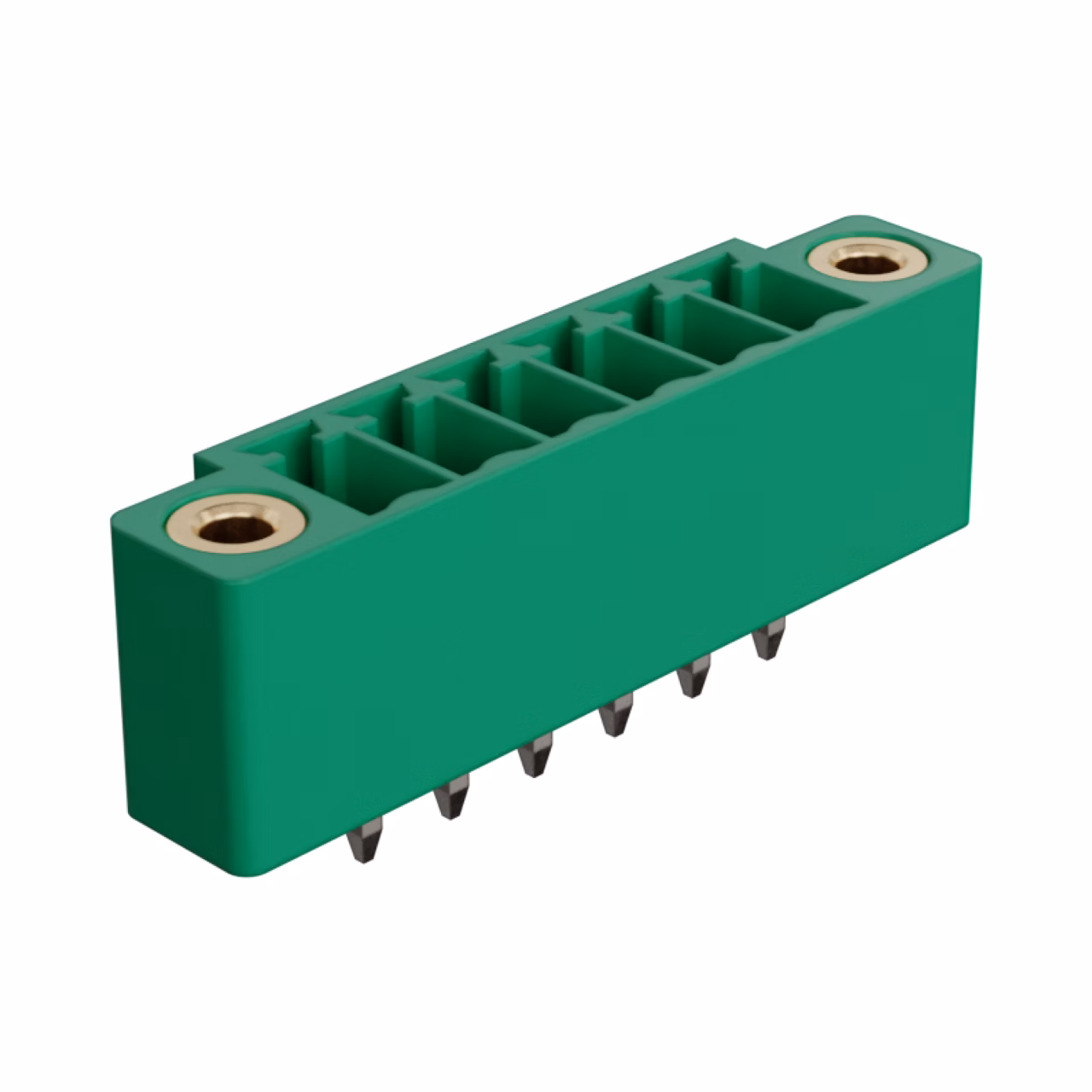 3.50mm Pitch Eurostyle Vertical PCB Header, with Threaded Retention Inserts, Green Housing, 6 Circuits for sale
