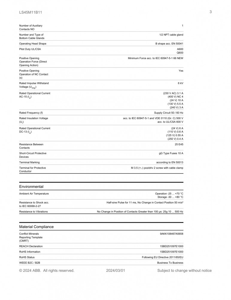 ABB LS45M11B11 technical document page 3