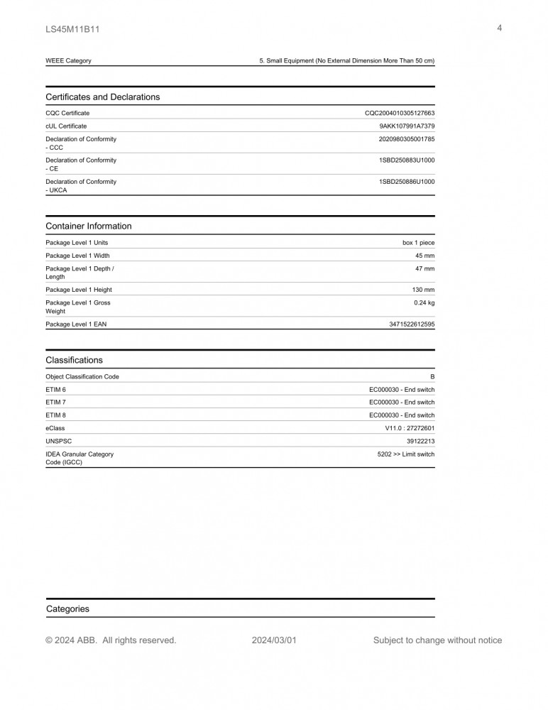 ABB LS45M11B11 technical document page 4