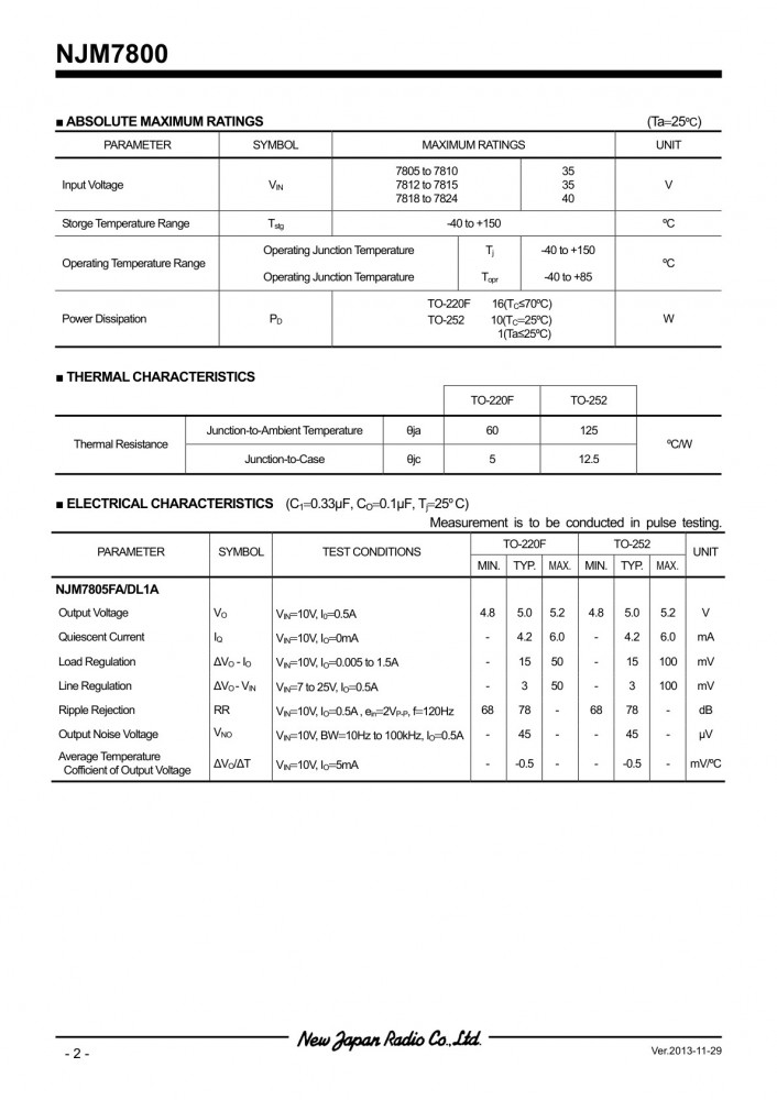 NJM7805DL1A-TE1 datasheet page 2