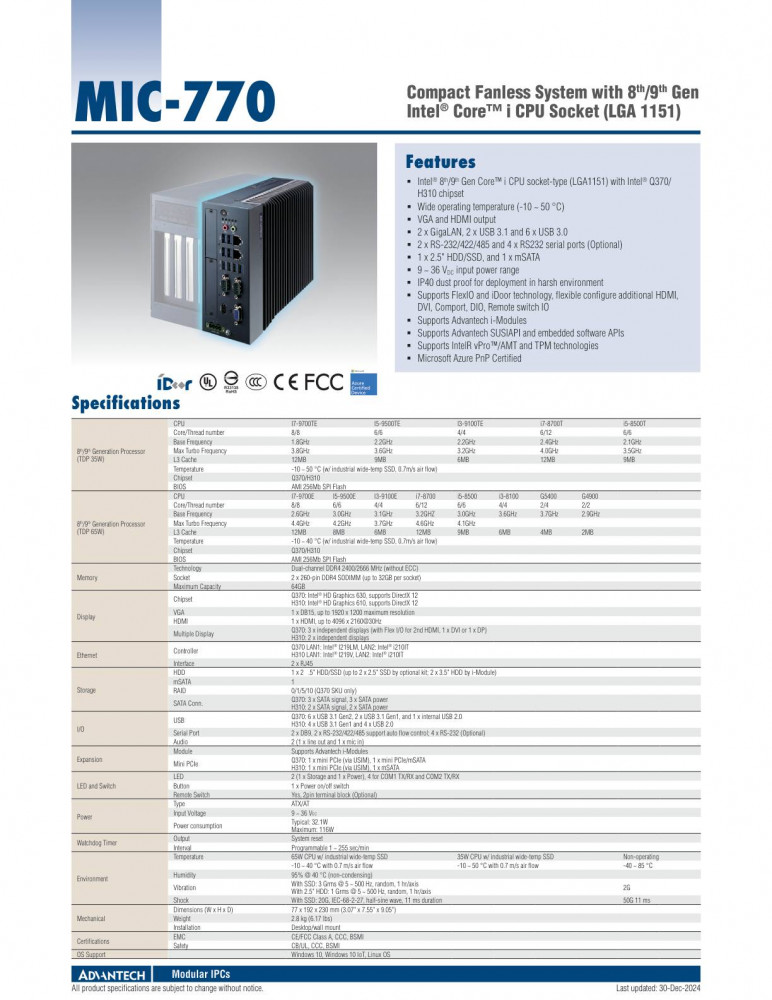 MIC-770 technical document page 1