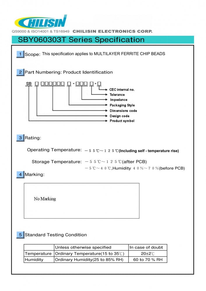 SBY060303T series specification page 2