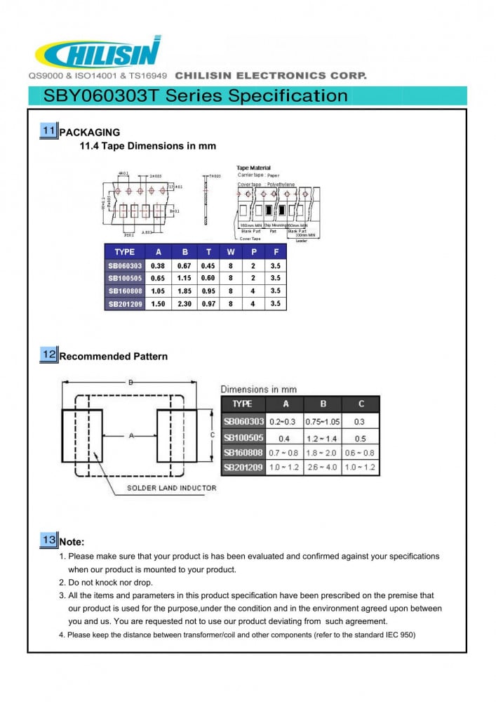 SBY060303T series specification page 8