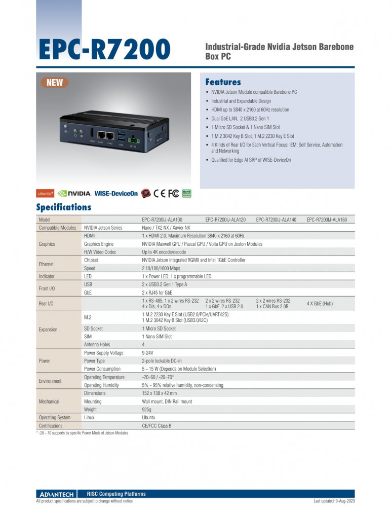 EPC-R7200 product document page 1