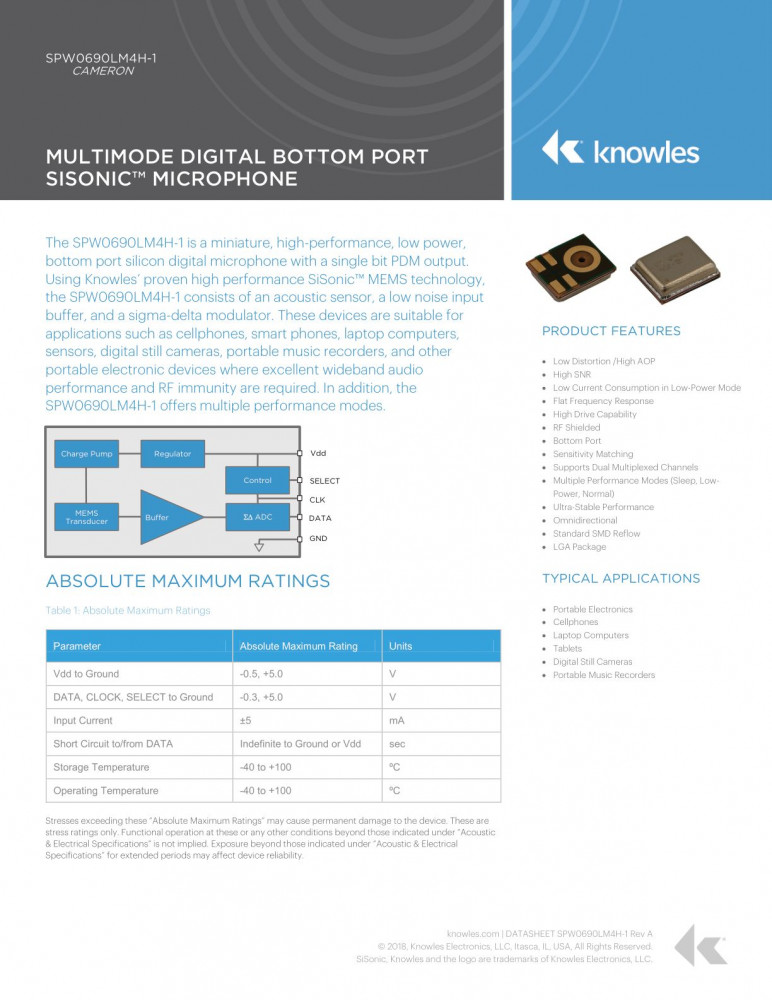 SPW0690LM4H-1 technical document page 1