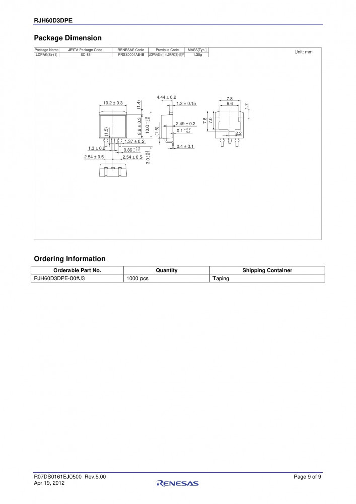 RJH60D3DPE-00#J3 datasheet page 9