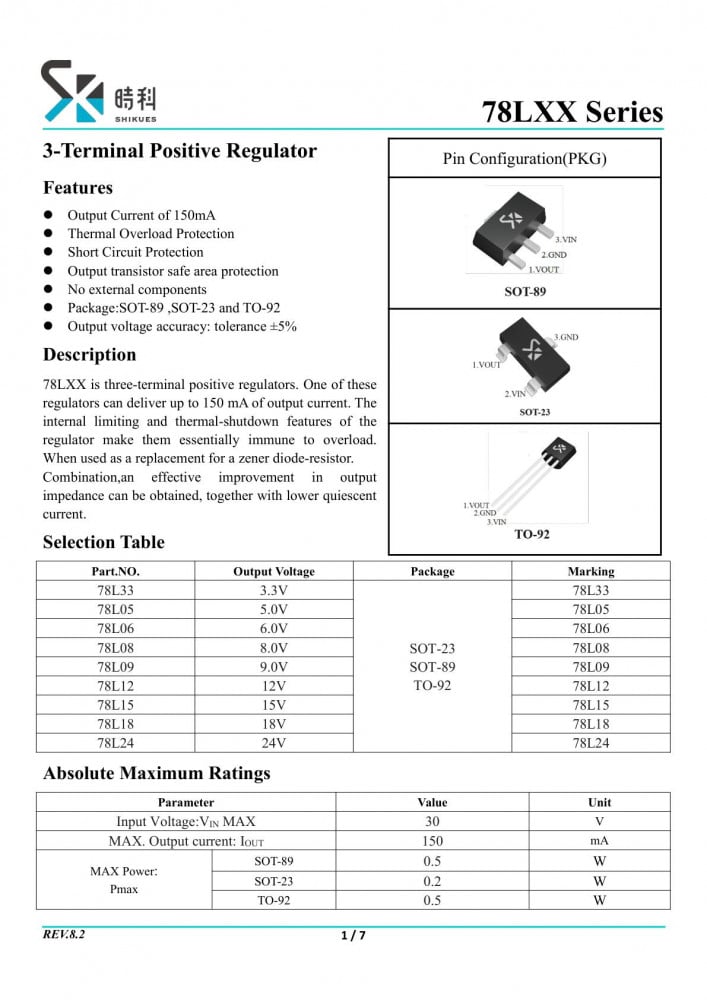 78L33 datasheet page 1