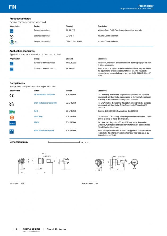 SCHURTER 0031.1353 datasheet page 2